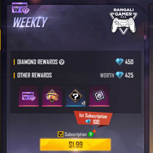 Free Fire Weekly Membership BD